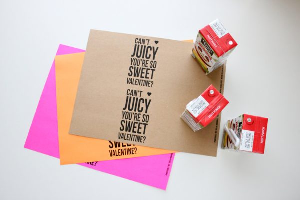 Juicy Sweet Juice Box Valentines + free printable