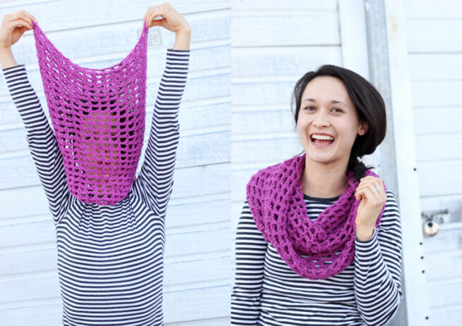Mesh Cowl Scarf – FREE Crochet Pattern + Tutorial!