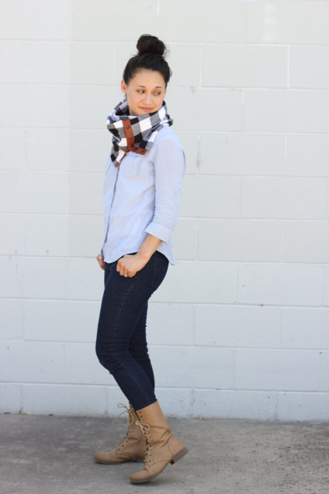 Leather + Flannel Snap Scarf Tutorial