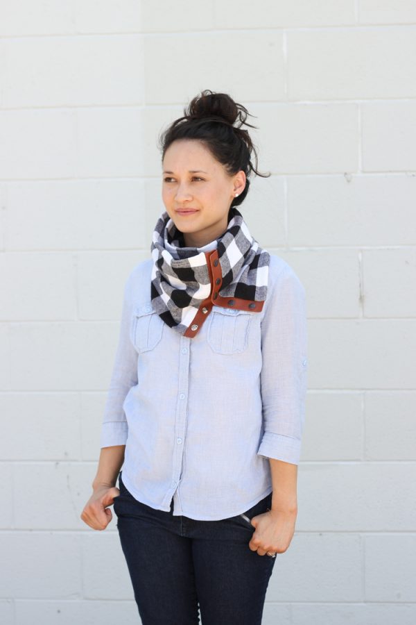Leather + Flannel Snap Scarf Tutorial