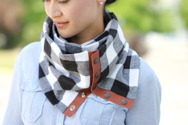 Leather + Flannel Snap Scarf Tutorial