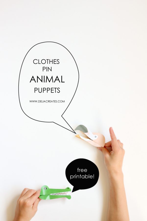 Clothespin Animal Puppets – Free Printable!