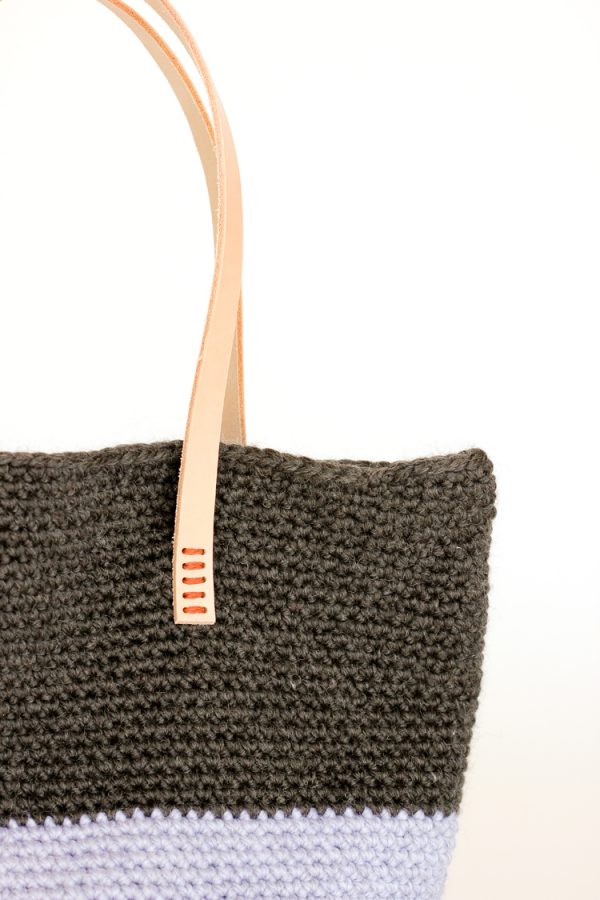 Crochet + Leather Basic Tote – Free Pattern