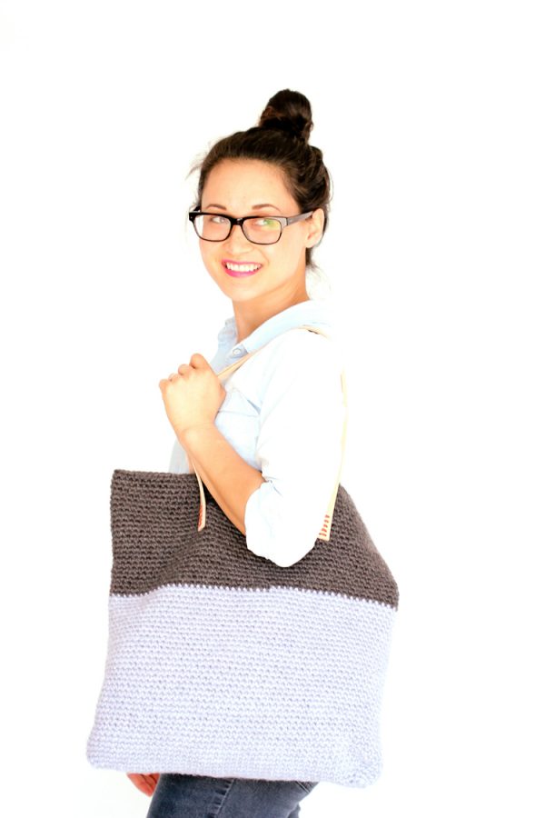 Crochet + Leather Basic Tote – Free Pattern