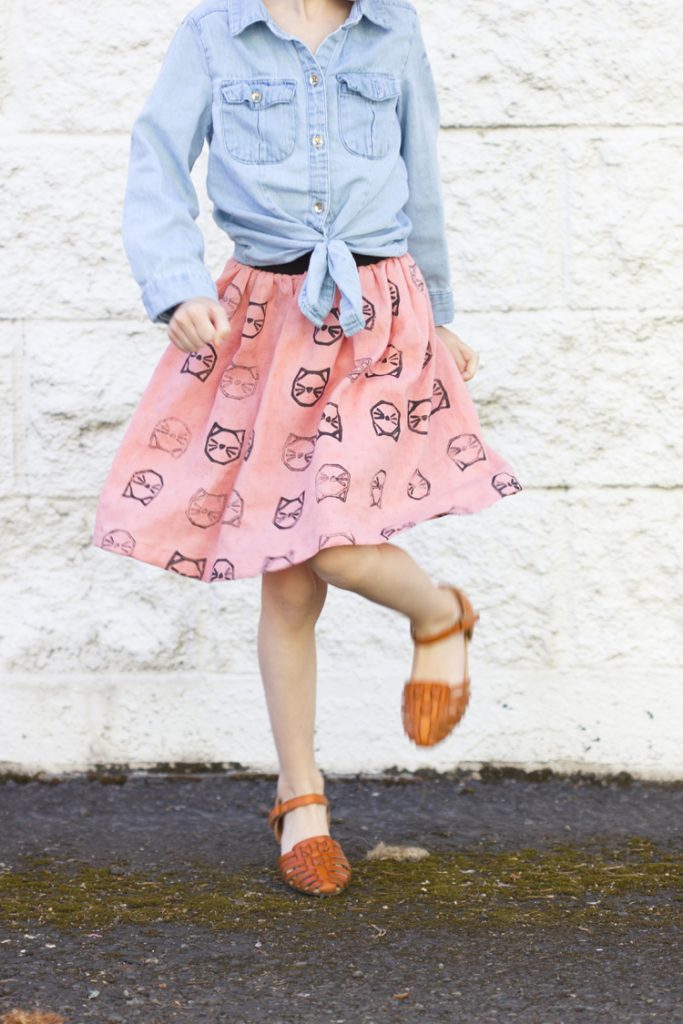 DIY Stamped Kitty Cat Skirt