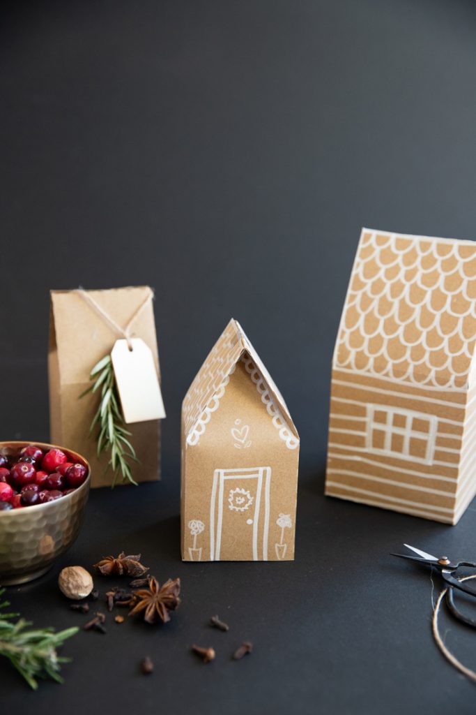 Gingerbread House Paper Gift Boxes – Free Template + Cut file