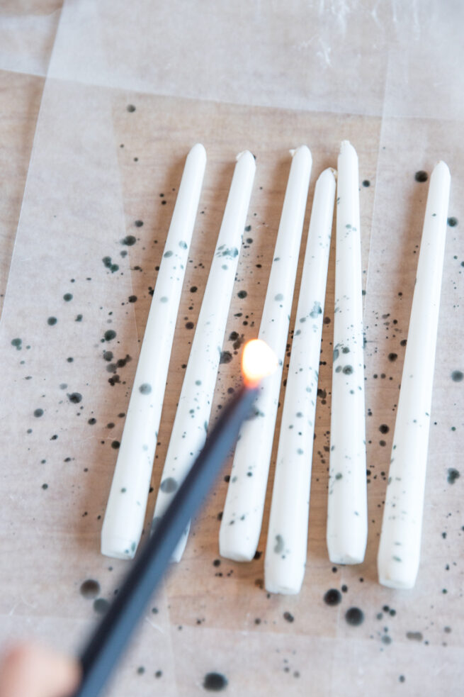 Easy Wax Splattered Candles Tutorial