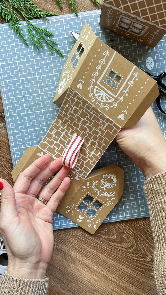 Paper Gingerbread House Gift Box – free printable