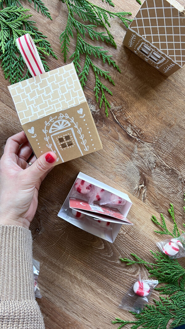 Paper Gingerbread House Gift Box – free printable