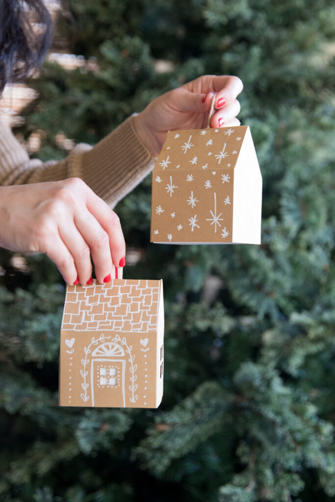 Paper Gingerbread House Gift Box – free printable